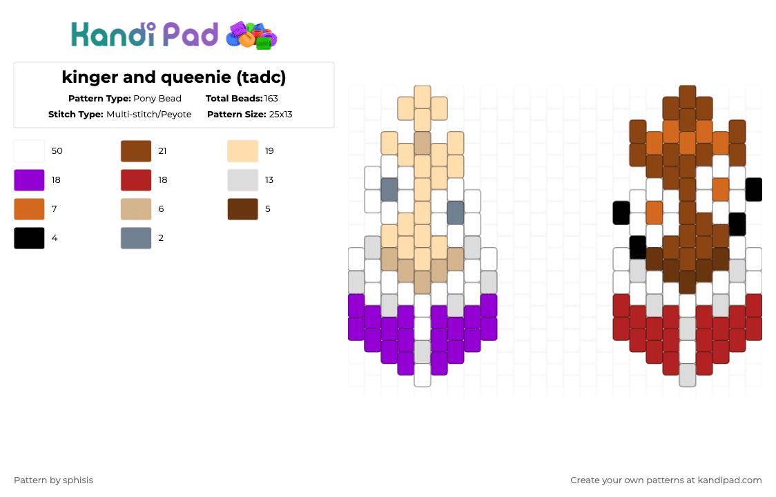 Kinger and queenie (tadc) Pony Bead Pattern - Kandi Pad | Kandi ...