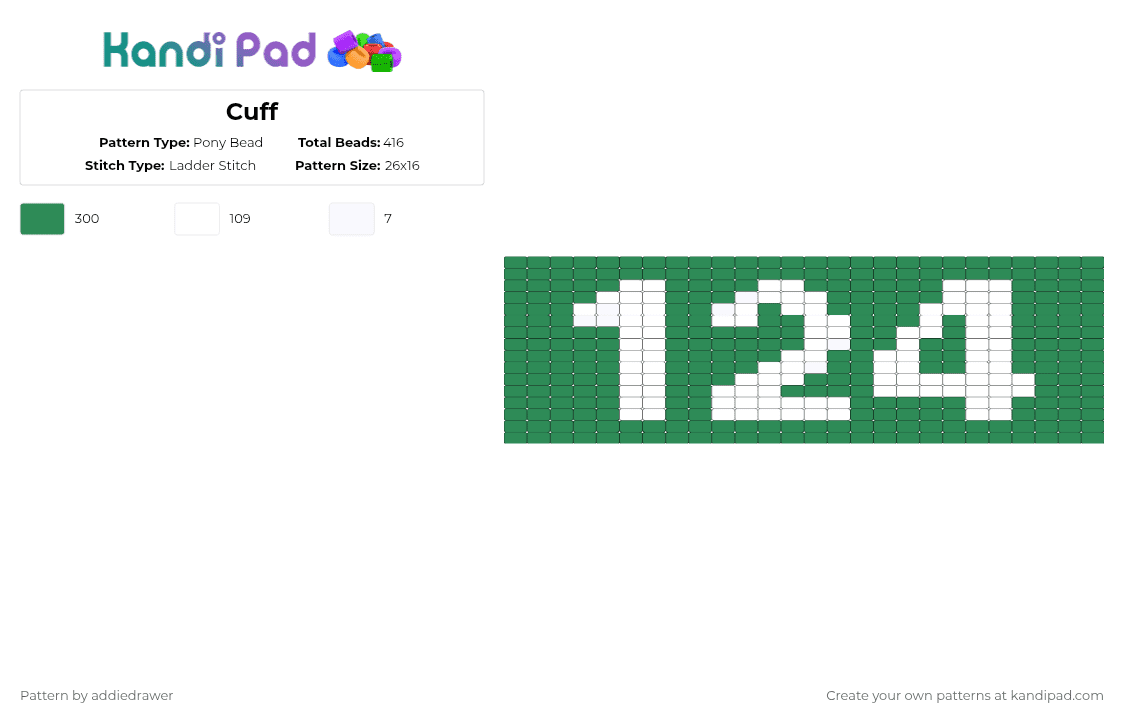 Cuff Pony Bead Pattern - Kandi Pad | Kandi Patterns, Fuse Bead Patterns ...