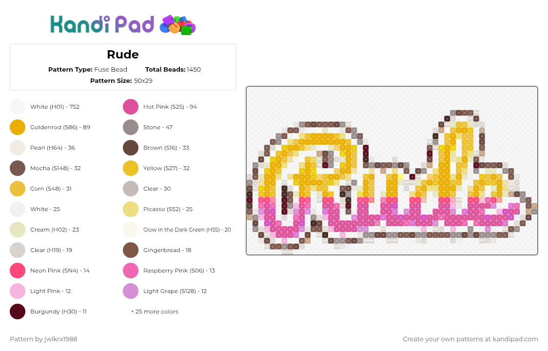 Rude Fuse Bead Pattern - Kandi Pad | Kandi Patterns, Fuse Bead Patterns ...