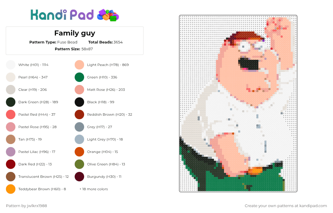 Family guy Fuse Bead Pattern - Kandi Pad | Kandi Patterns, Fuse Bead ...