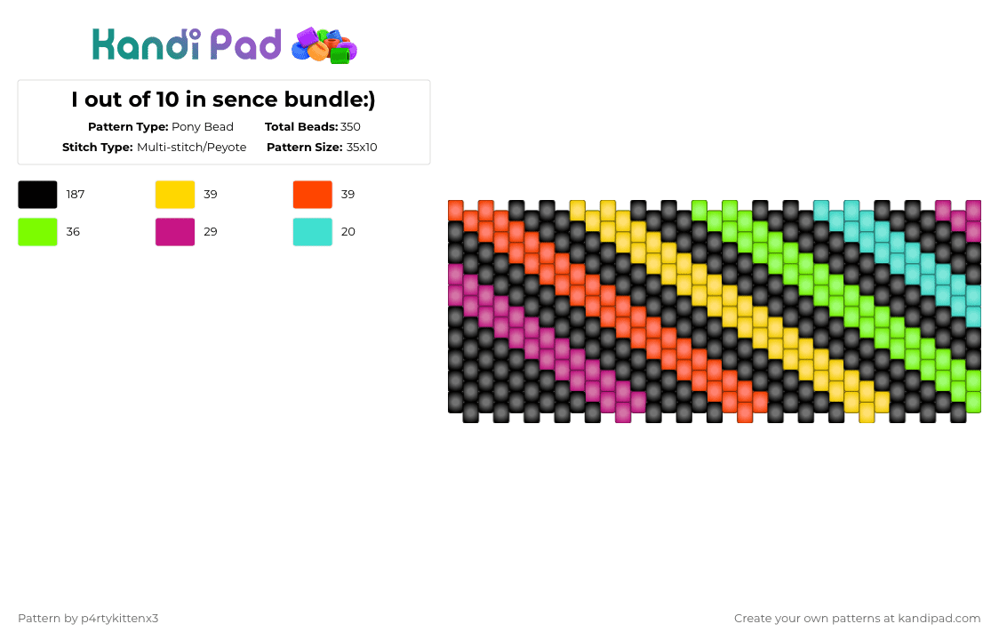 I out of 10 in sence bundle:) Pony Bead Pattern - Kandi Pad | Kandi ...
