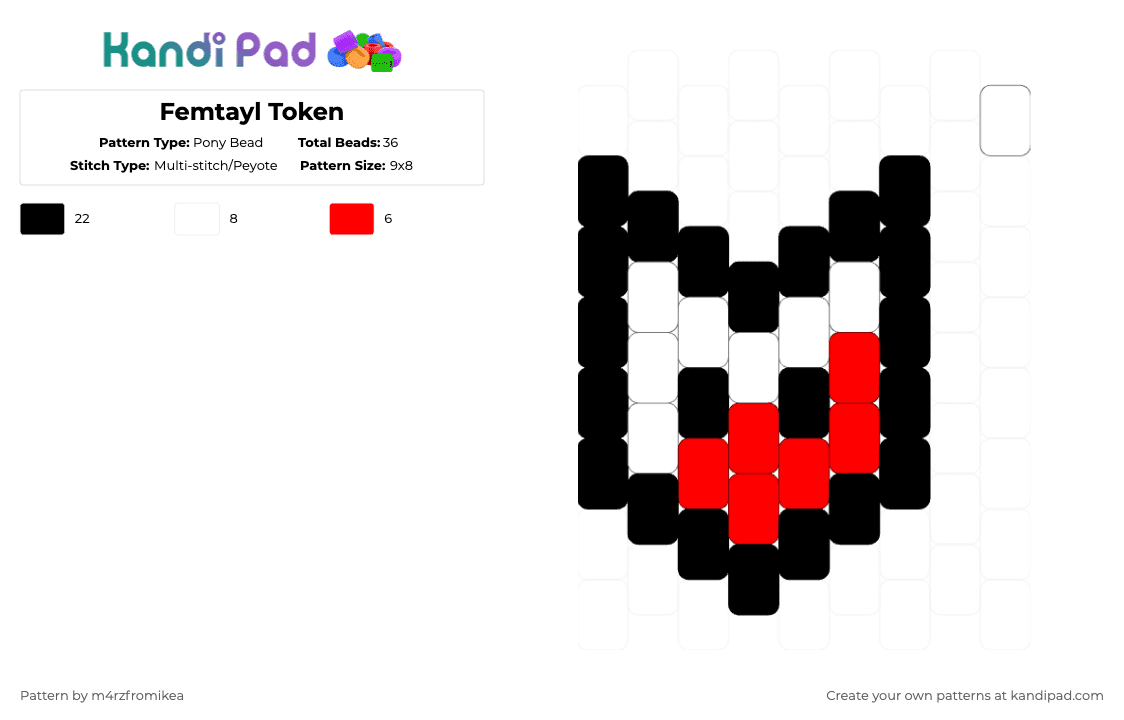 Femtayl Token Pony Bead Pattern - Kandi Pad | Kandi Patterns, Fuse Bead ...