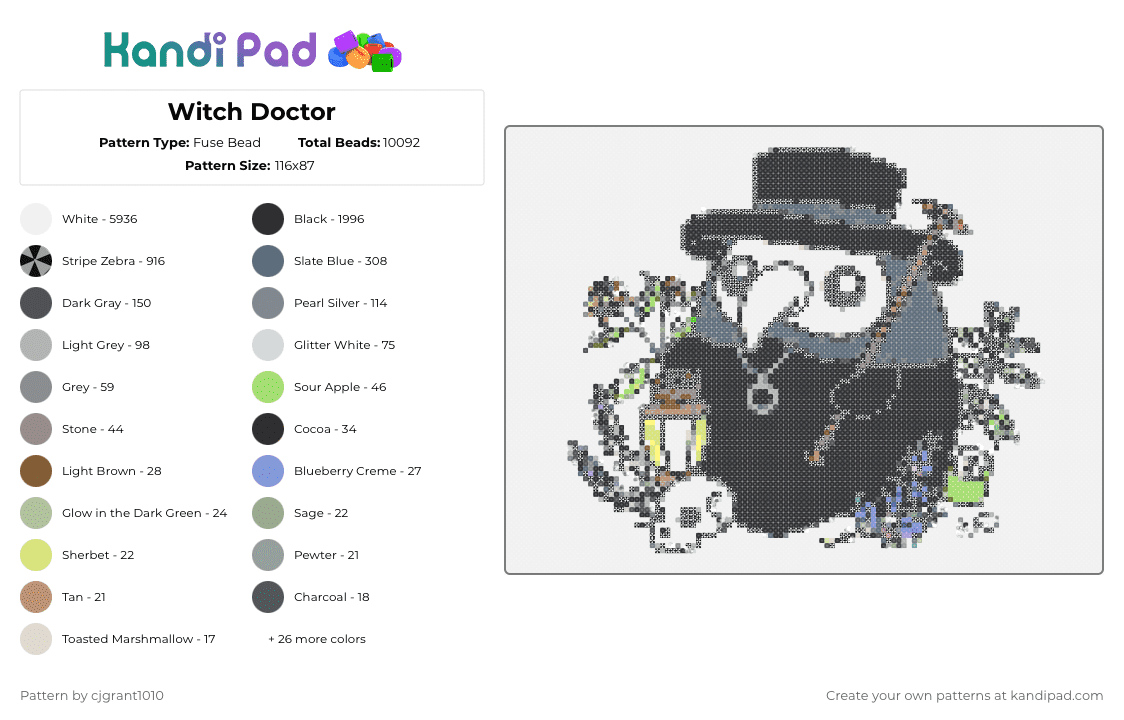 Witch Doctor Fuse Bead Pattern Kandi Pad Kandi Patterns Fuse Bead