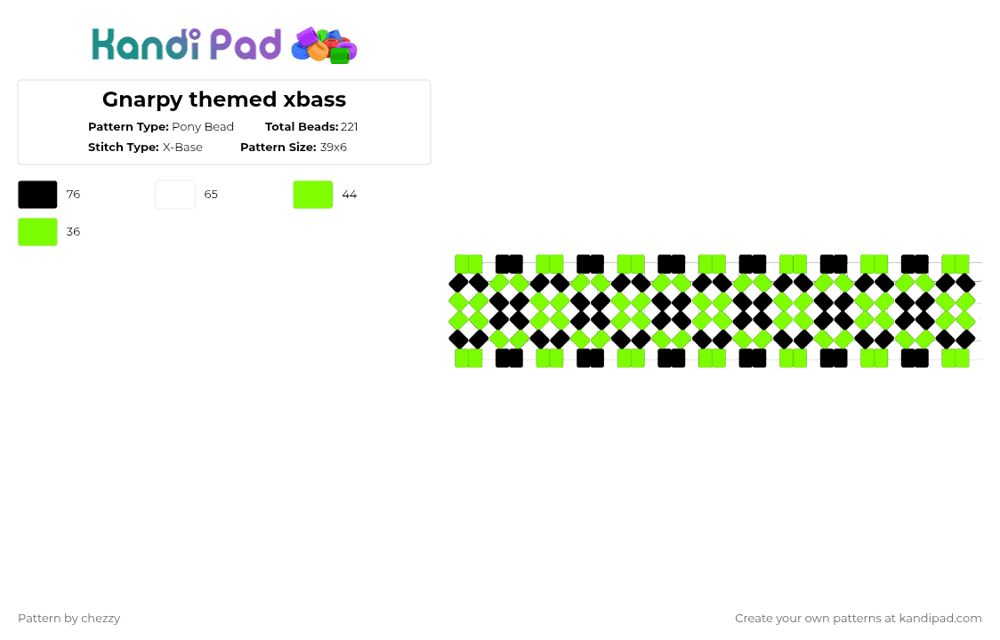 Gnarpy themed xbass Pony Bead Pattern - Kandi Pad | Kandi Patterns ...
