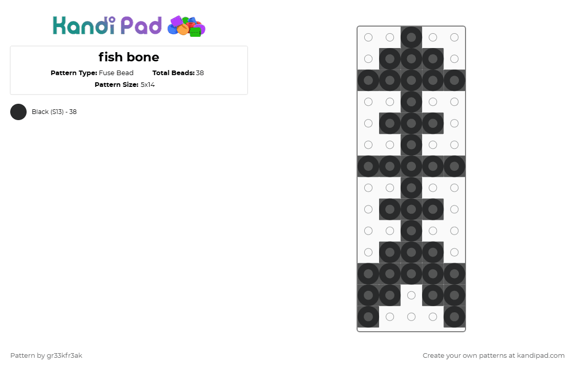 Fish bone Fuse Bead Pattern - Kandi Pad | Kandi Patterns, Fuse Bead ...