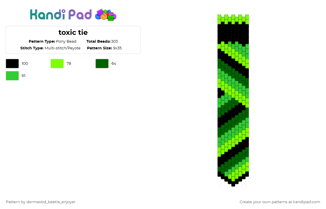 Toxic tie Pony Bead Pattern - Kandi Pad | Kandi Patterns, Fuse Bead ...
