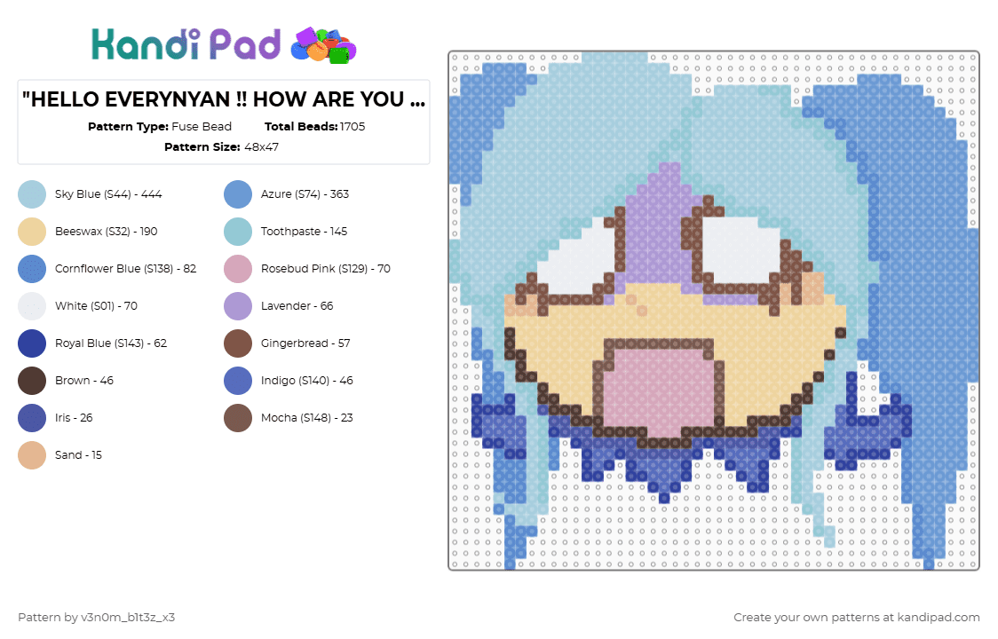 "HELLO EVERYNYAN !! HOW ARE YOU ????" Fuse Bead Pattern - Kandi Pad ...