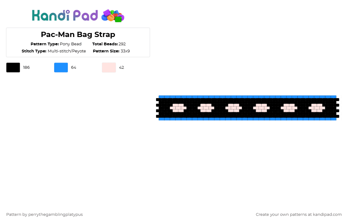 Pac-Man Bag Strap Pony Bead Pattern - Kandi Pad | Kandi Patterns, Fuse ...