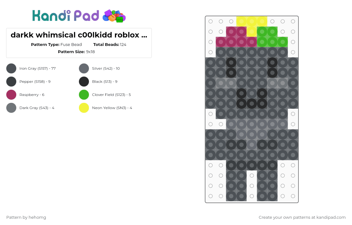 Darkk whimsical c00lkidd roblox forsaken Fuse Bead Pattern - Kandi Pad ...