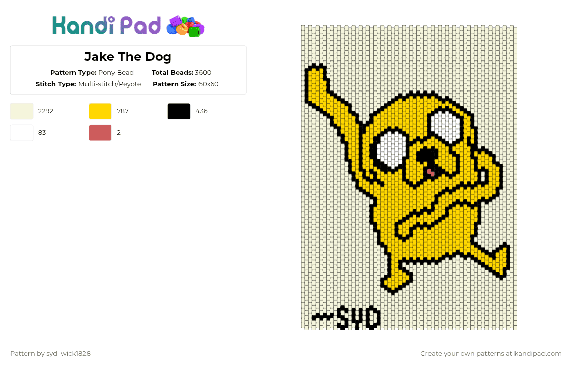 Jake The Dog Pony Bead Pattern - Kandi Pad | Kandi Patterns, Fuse Bead ...