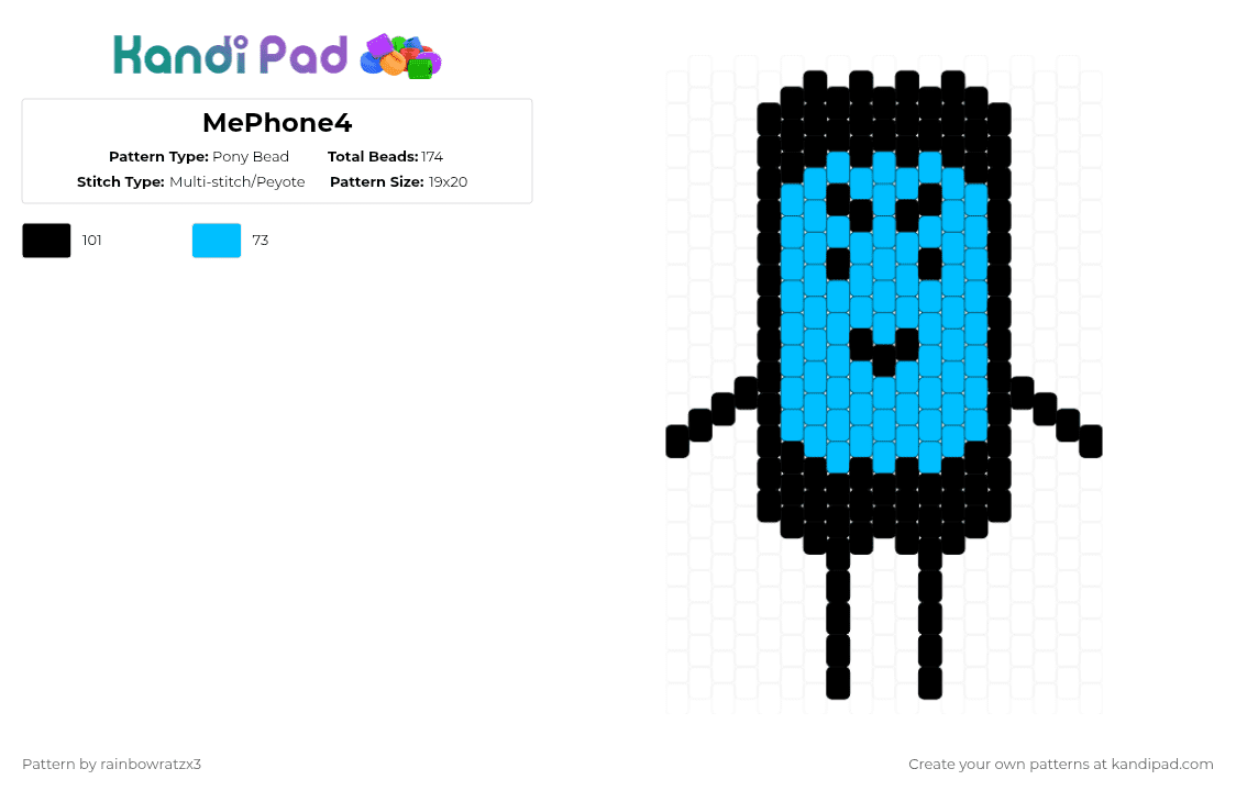 MePhone4 Pony Bead Pattern - Kandi Pad | Kandi Patterns, Fuse Bead ...