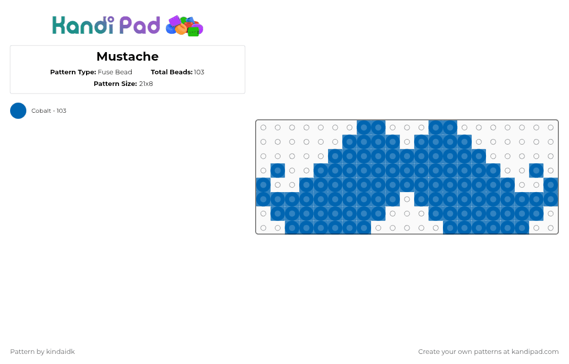 Mustache Fuse Bead Pattern - Kandi Pad | Kandi Patterns, Fuse Bead ...