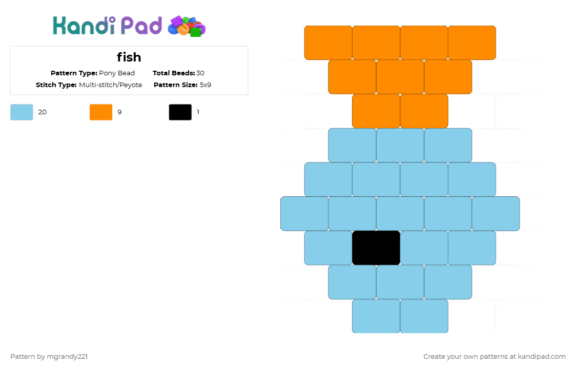 Fish Pony Bead Pattern - Kandi Pad | Kandi Patterns, Fuse Bead Patterns ...