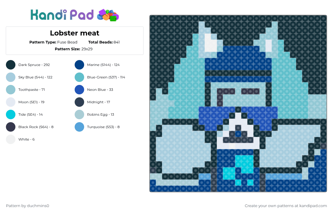 Lobster meat Fuse Bead Pattern - Kandi Pad | Kandi Patterns, Fuse Bead ...