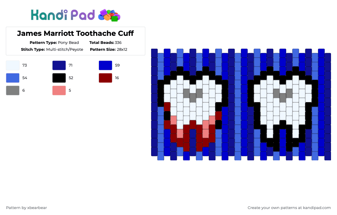 James Marriott Toothache Cuff Pony Bead Pattern - Kandi Pad | Kandi ...