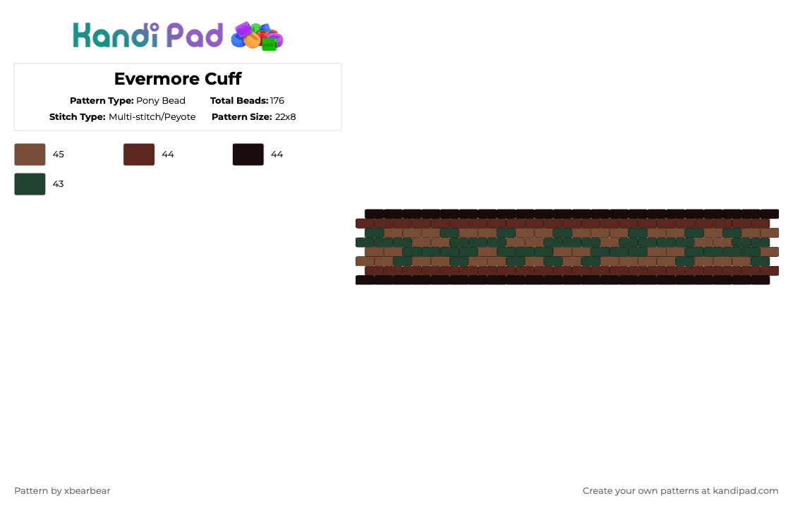Evermore Cuff Pony Bead Pattern - Kandi Pad | Kandi Patterns, Fuse Bead ...