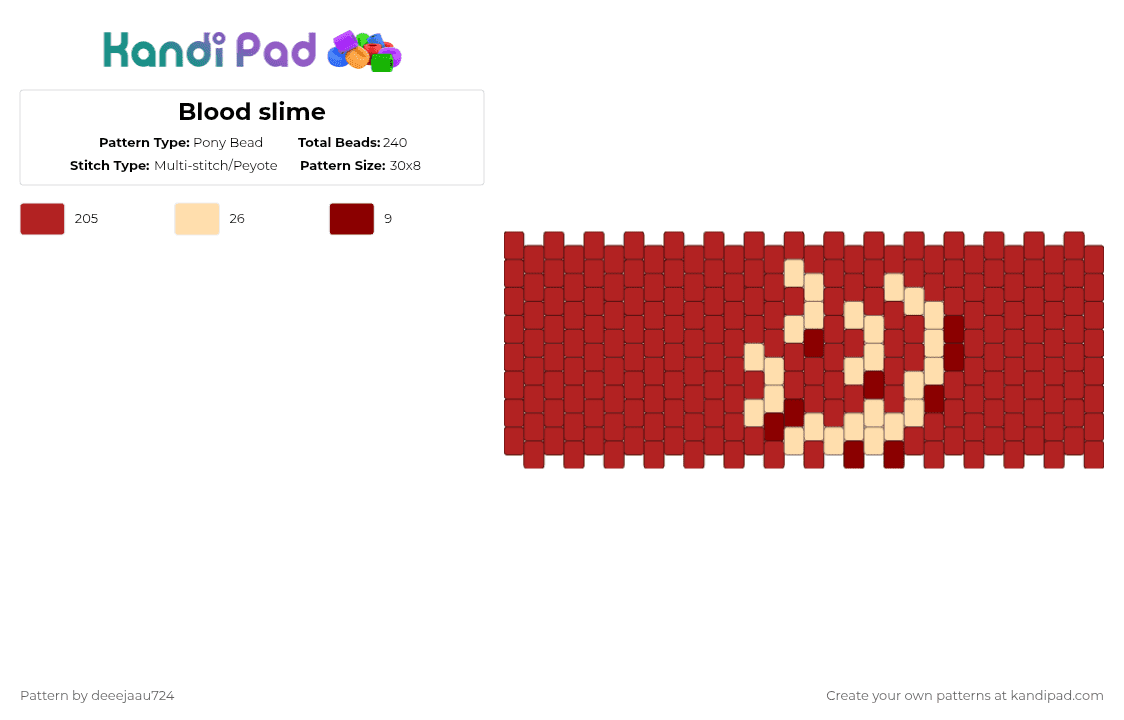 Blood slime Pony Bead Pattern - Kandi Pad | Kandi Patterns, Fuse Bead ...