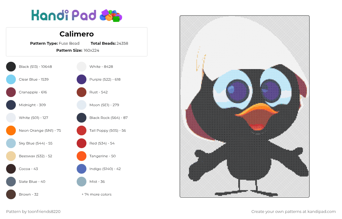 Calimero Fuse Bead Pattern - Kandi Pad | Kandi Patterns, Fuse Bead ...