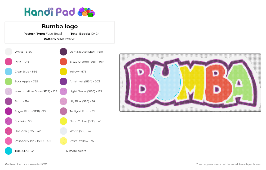 Bumba logo Fuse Bead Pattern - Kandi Pad | Kandi Patterns, Fuse Bead ...