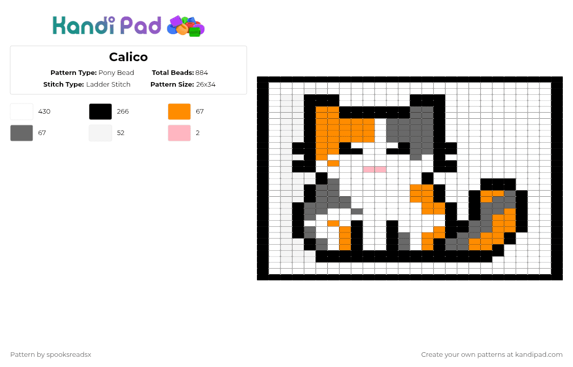 Calico Pony Bead Pattern - Kandi Pad | Kandi Patterns, Fuse Bead ...