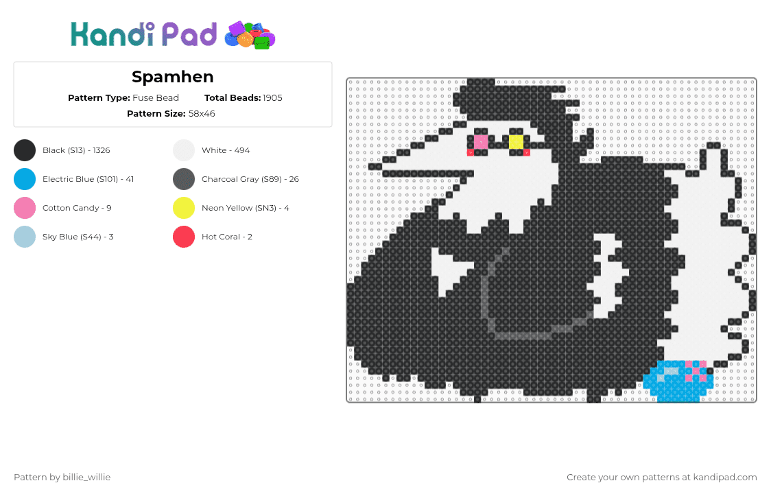 Chicken Spamton (Spamhen hehe) Fuse Bead Pattern - Kandi Pad | Kandi ...