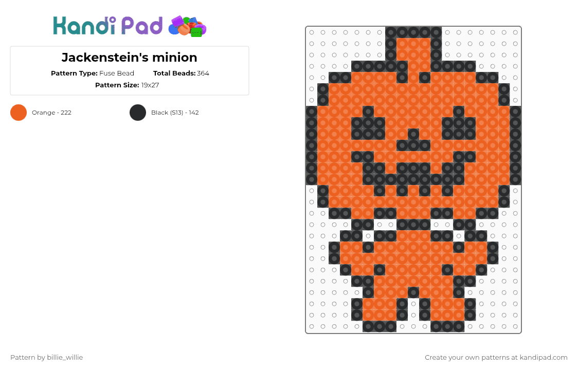 Jackenstein minion Fuse Bead Pattern - Kandi Pad | Kandi Patterns, Fuse ...