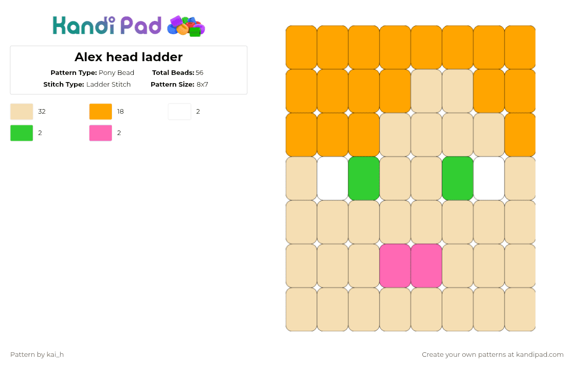 Alex head ladder Pony Bead Pattern - Kandi Pad | Kandi Patterns, Fuse ...