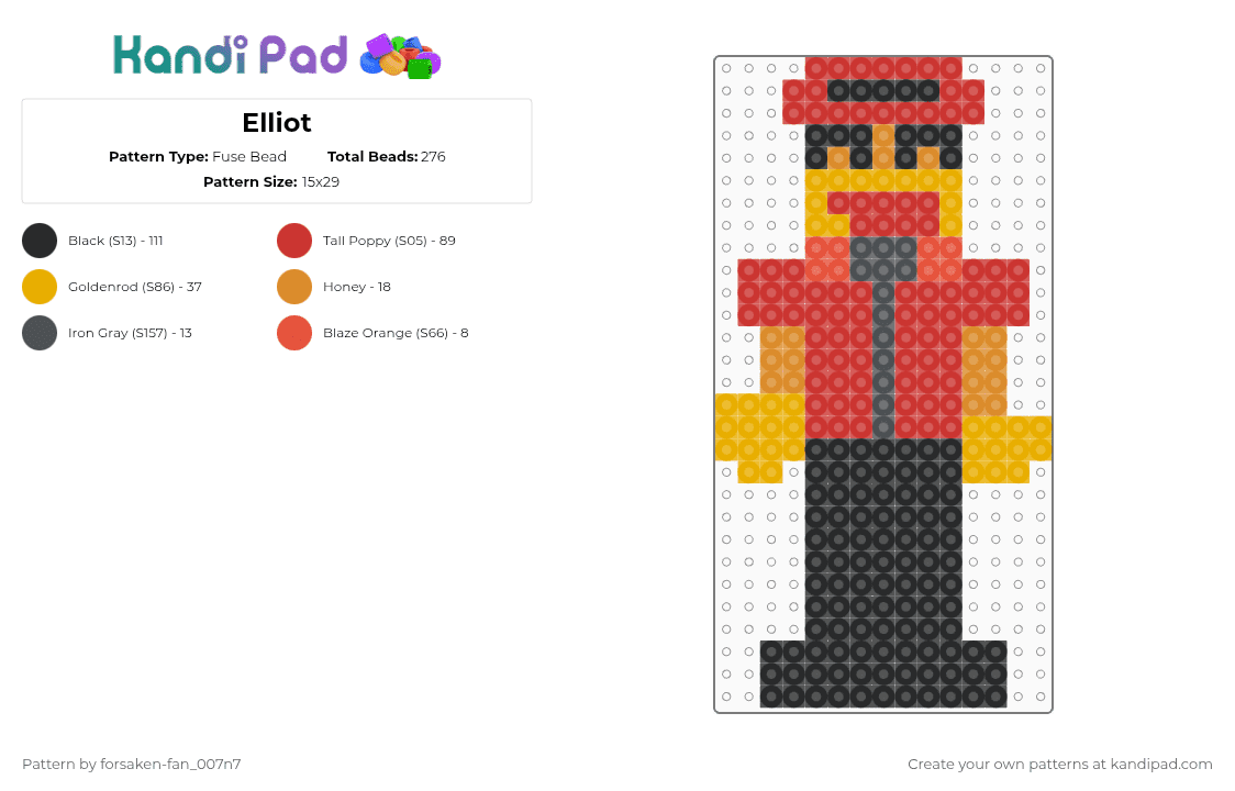 Elliot Fuse Bead Pattern - Kandi Pad | Kandi Patterns, Fuse Bead ...