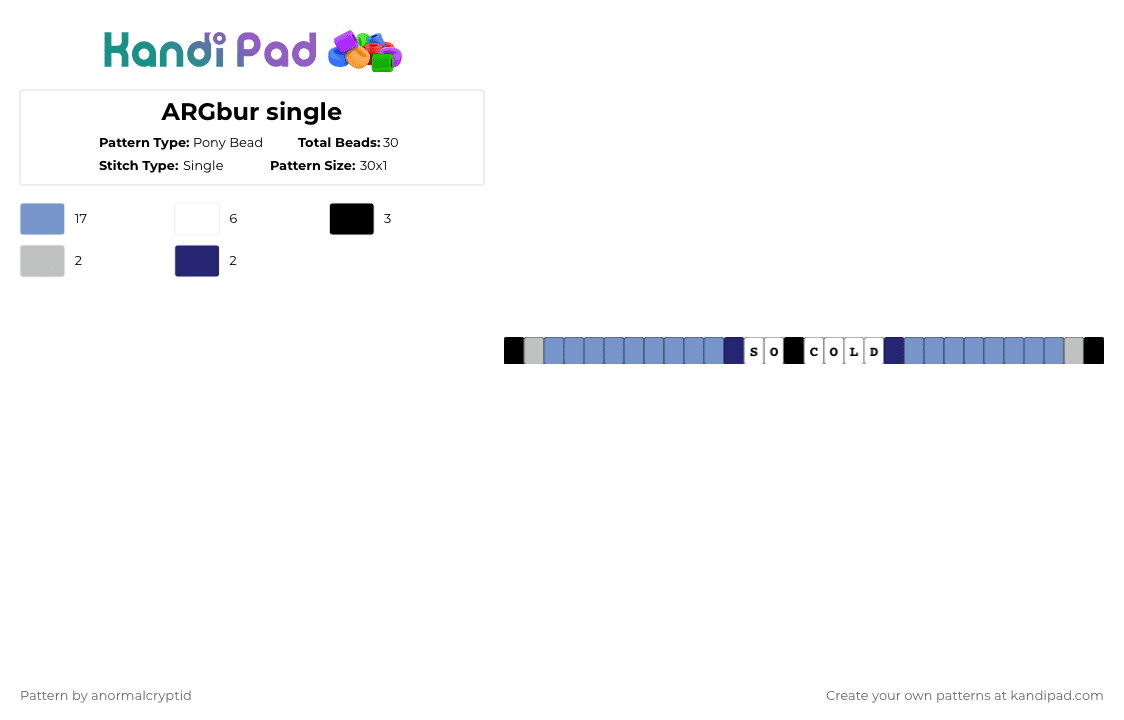 ARGbur single Pony Bead Pattern - Kandi Pad | Kandi Patterns, Fuse Bead ...