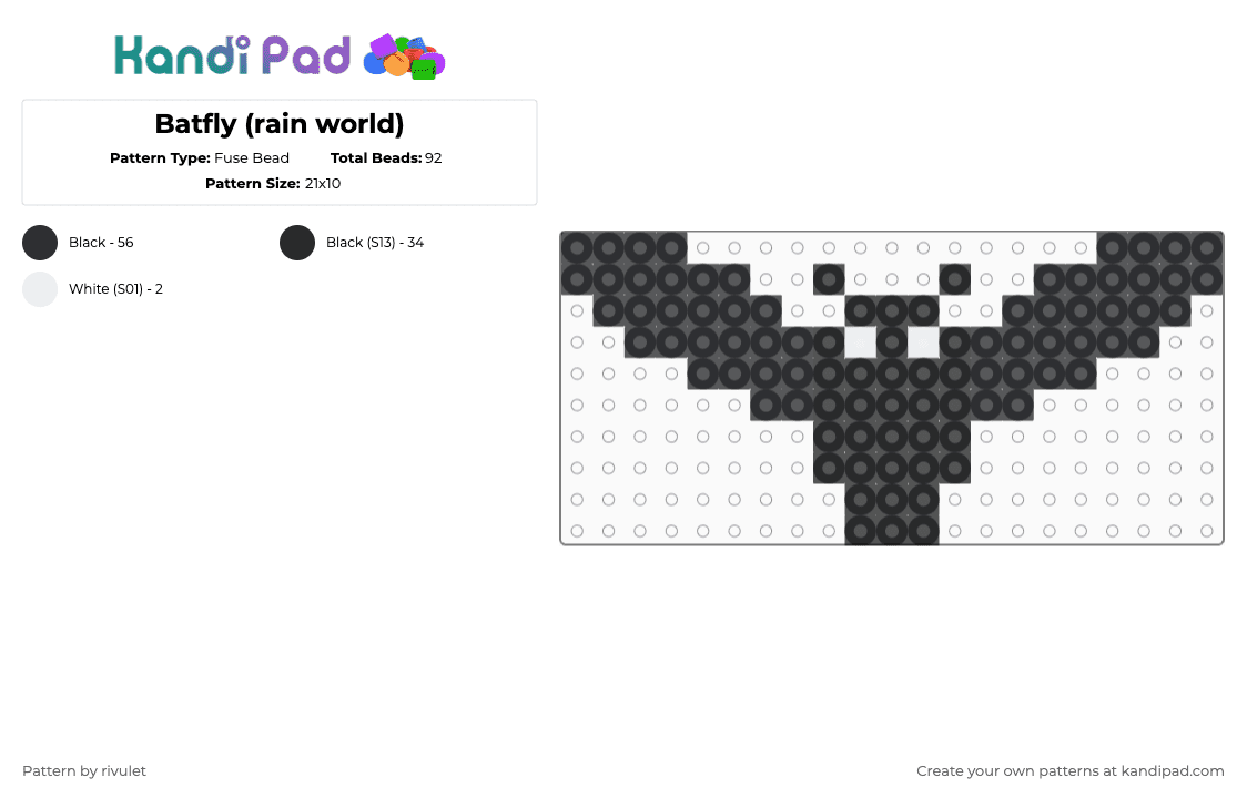 Batfly (rain world) Fuse Bead Pattern - Kandi Pad | Kandi Patterns ...