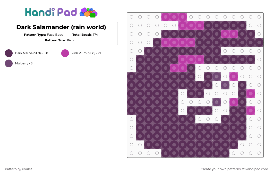 Dark Salamander (rain world) Fuse Bead Pattern - Kandi Pad | Kandi ...