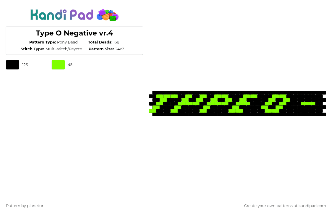Type O Negative vr.4 Pony Bead Pattern - Kandi Pad | Kandi Patterns ...
