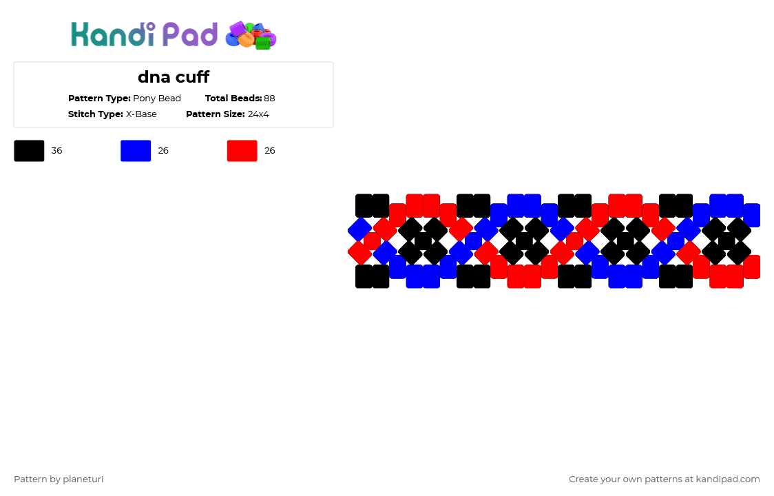 Dna cuff Pony Bead Pattern - Kandi Pad | Kandi Patterns, Fuse Bead ...