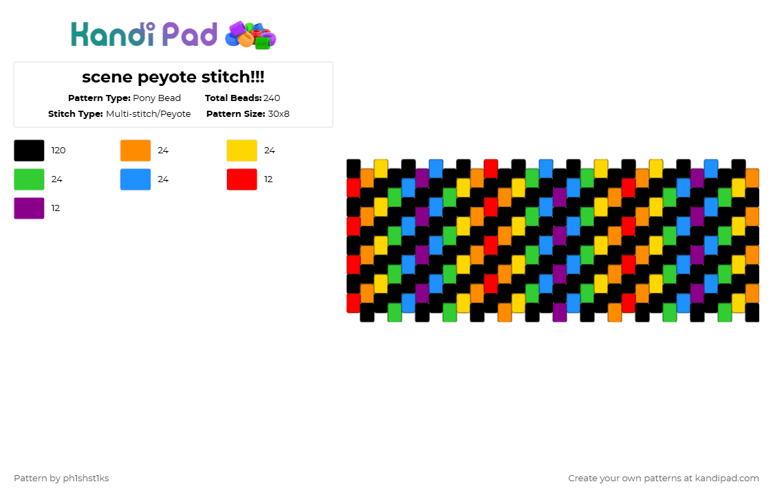 Scene peyote stitch!!! Pony Bead Pattern - Kandi Pad | Kandi Patterns ...