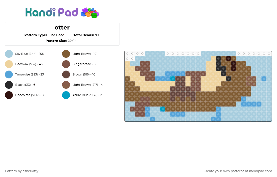 Otter Fuse Bead Pattern - Kandi Pad | Kandi Patterns, Fuse Bead ...