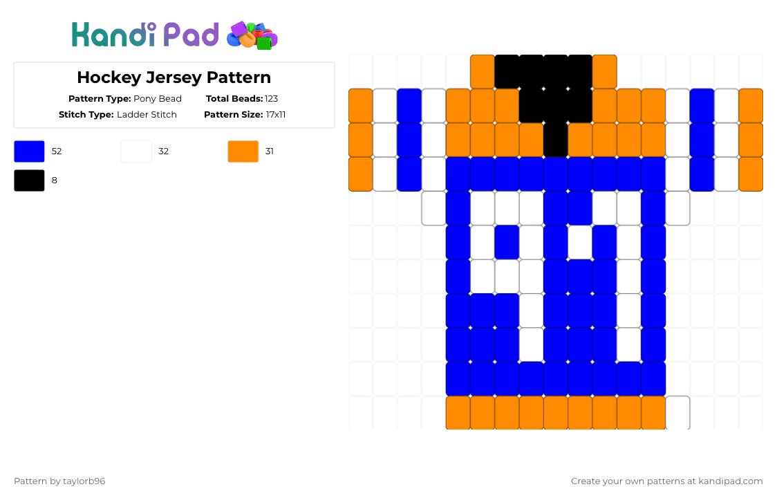 Hockey Jersey Pattern Pony Bead Pattern - Kandi Pad | Kandi Patterns ...