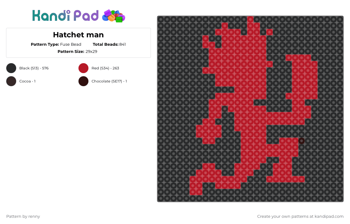 Hatchet man Fuse Bead Pattern - Kandi Pad | Kandi Patterns, Fuse Bead ...