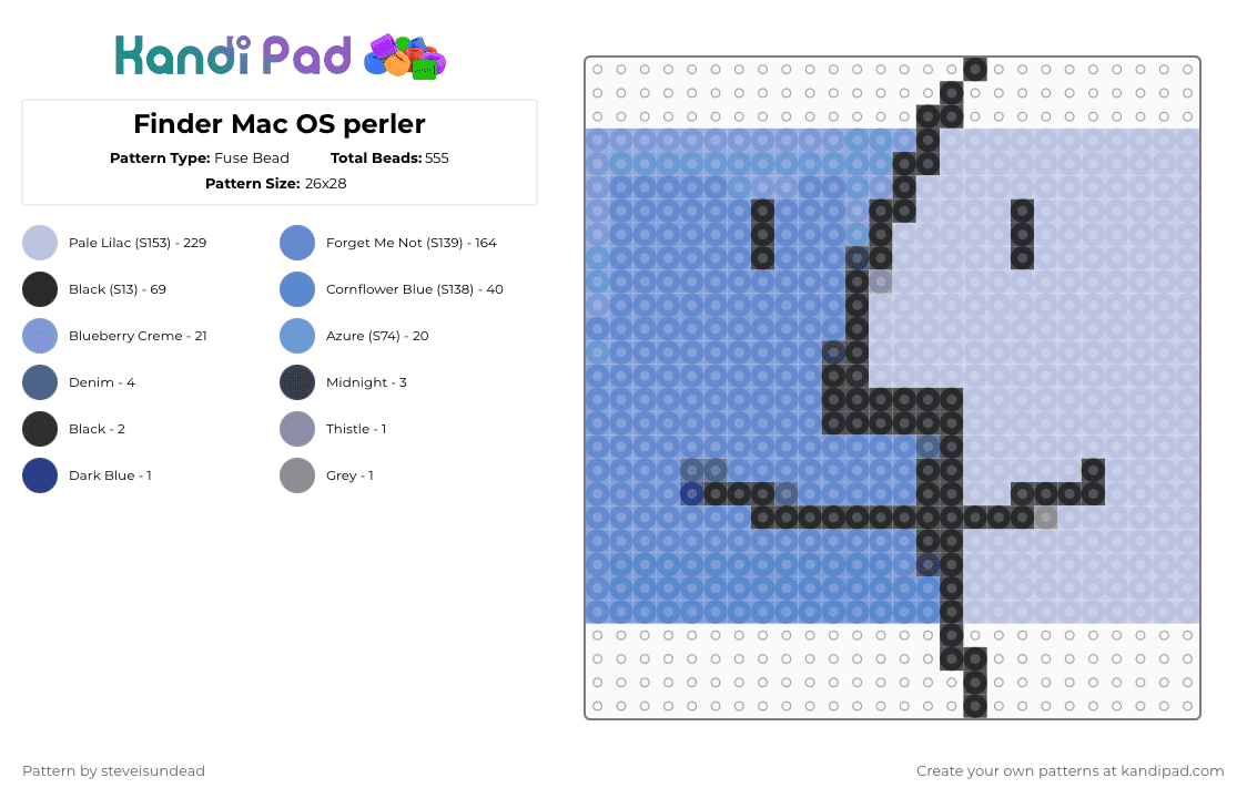 Finder Mac OS perler Fuse Bead Pattern - Kandi Pad | Kandi Patterns ...