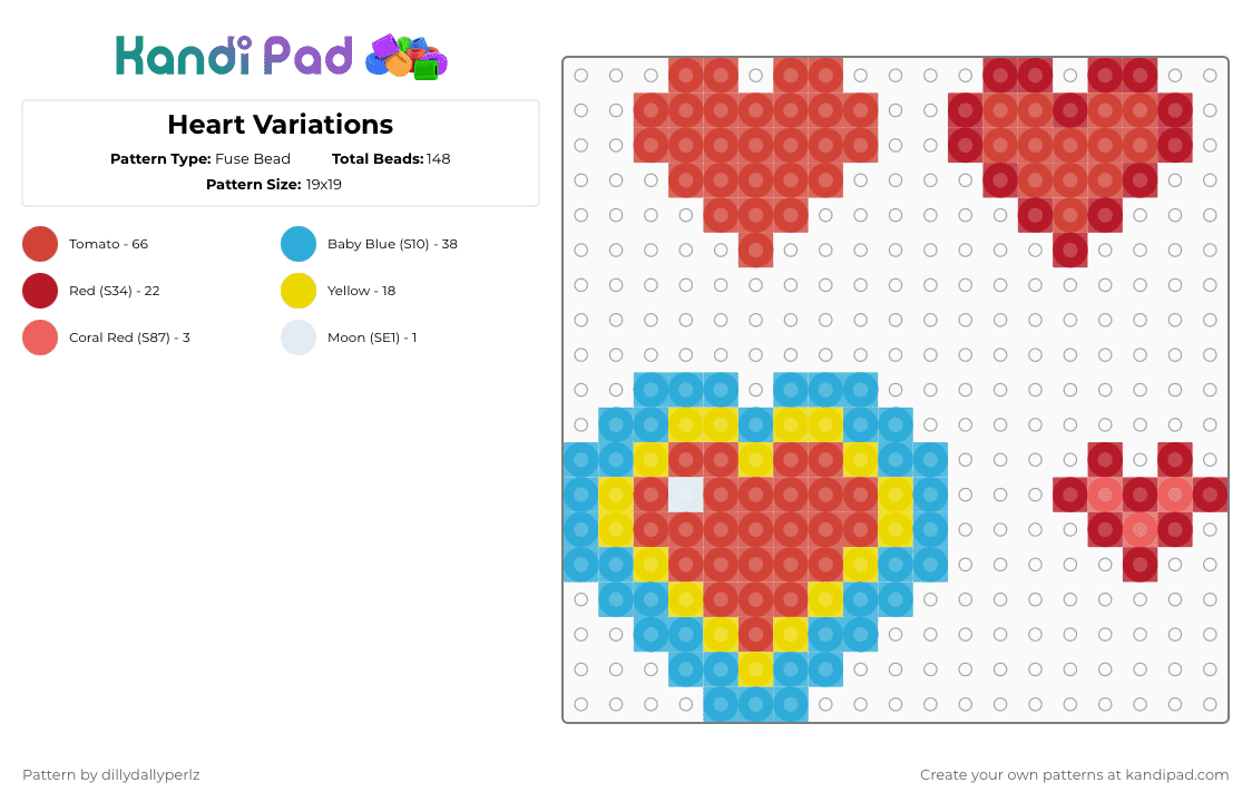 Heart Variations Fuse Bead Pattern - Kandi Pad | Kandi Patterns, Fuse ...