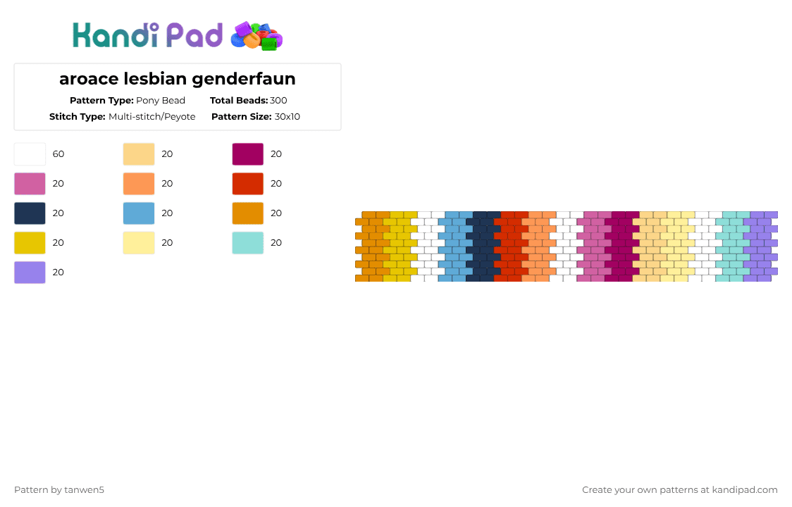 Aroace lesbian genderfaun 2 Pony Bead Pattern - Kandi Pad | Kandi ...