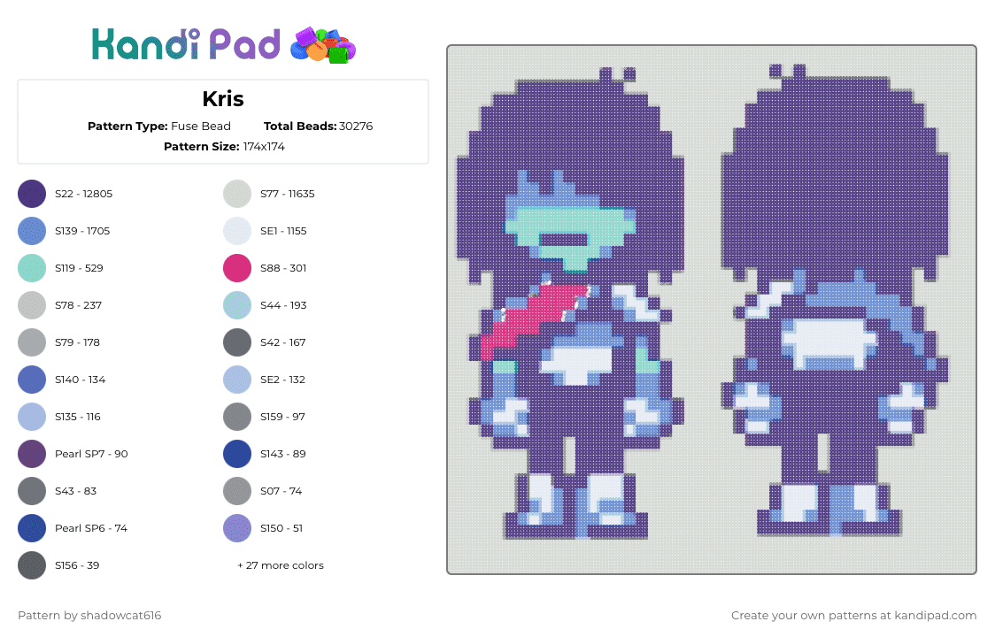 Kris Fuse Bead Pattern - Kandi Pad | Kandi Patterns, Fuse Bead Patterns ...