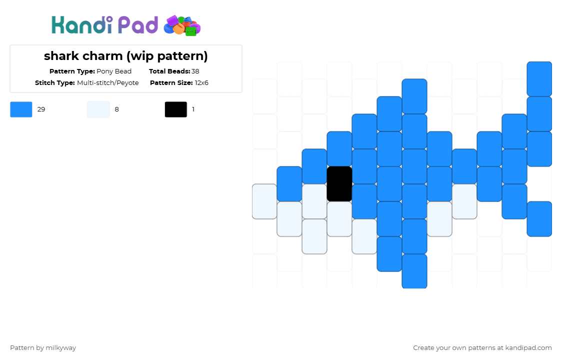 Shark pattern Pony Bead Pattern - Kandi Pad | Kandi Patterns, Fuse Bead ...