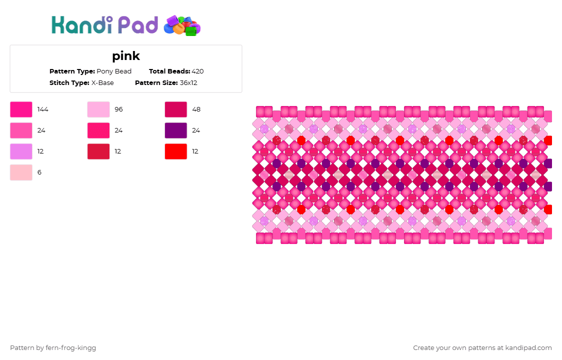 Pink Pony Bead Pattern - Kandi Pad | Kandi Patterns, Fuse Bead Patterns ...