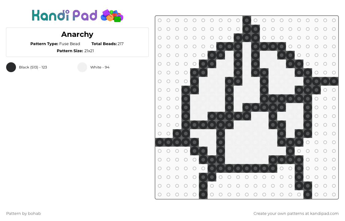Anarchy Fuse Bead Pattern - Kandi Pad | Kandi Patterns, Fuse Bead ...