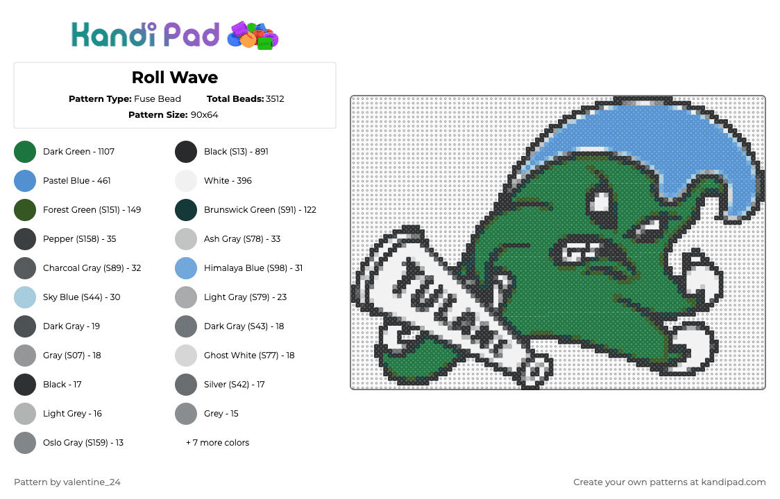 Roll Wave Fuse Bead Pattern - Kandi Pad | Kandi Patterns, Fuse Bead ...
