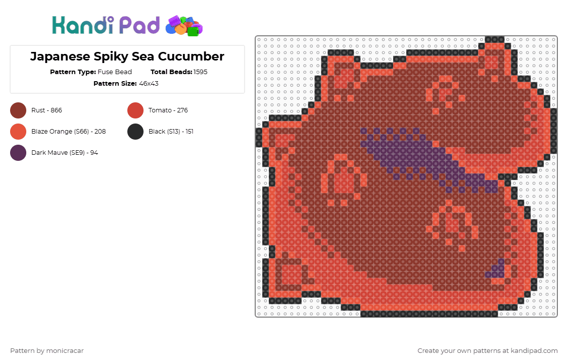 Japanese Spiky Sea Cucumber Fuse Bead Pattern - Kandi Pad | Kandi ...