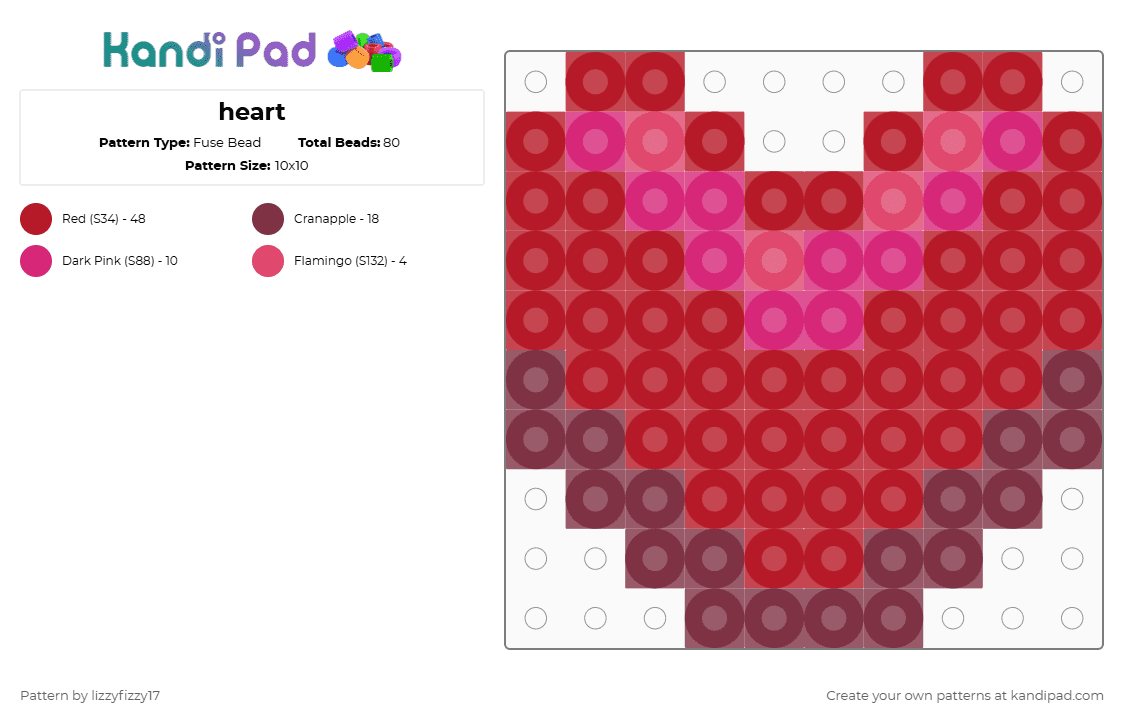 Heart Fuse Bead Pattern - Kandi Pad | Kandi Patterns, Fuse Bead ...