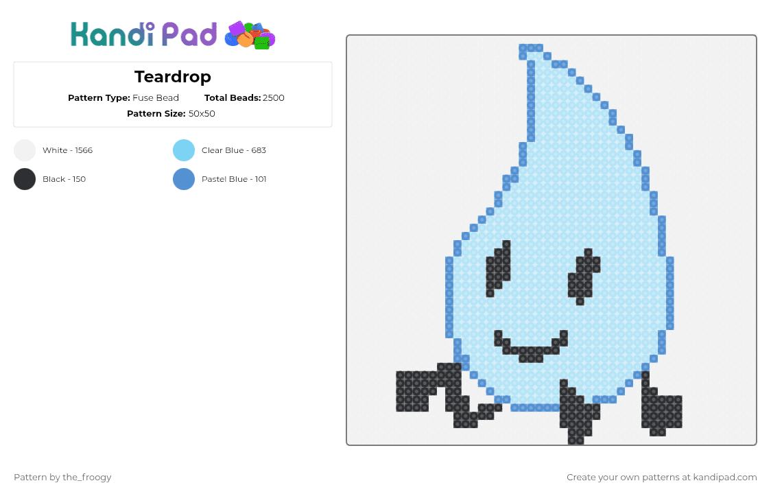Teardrop Fuse Bead Pattern - Kandi Pad | Kandi Patterns, Fuse Bead ...
