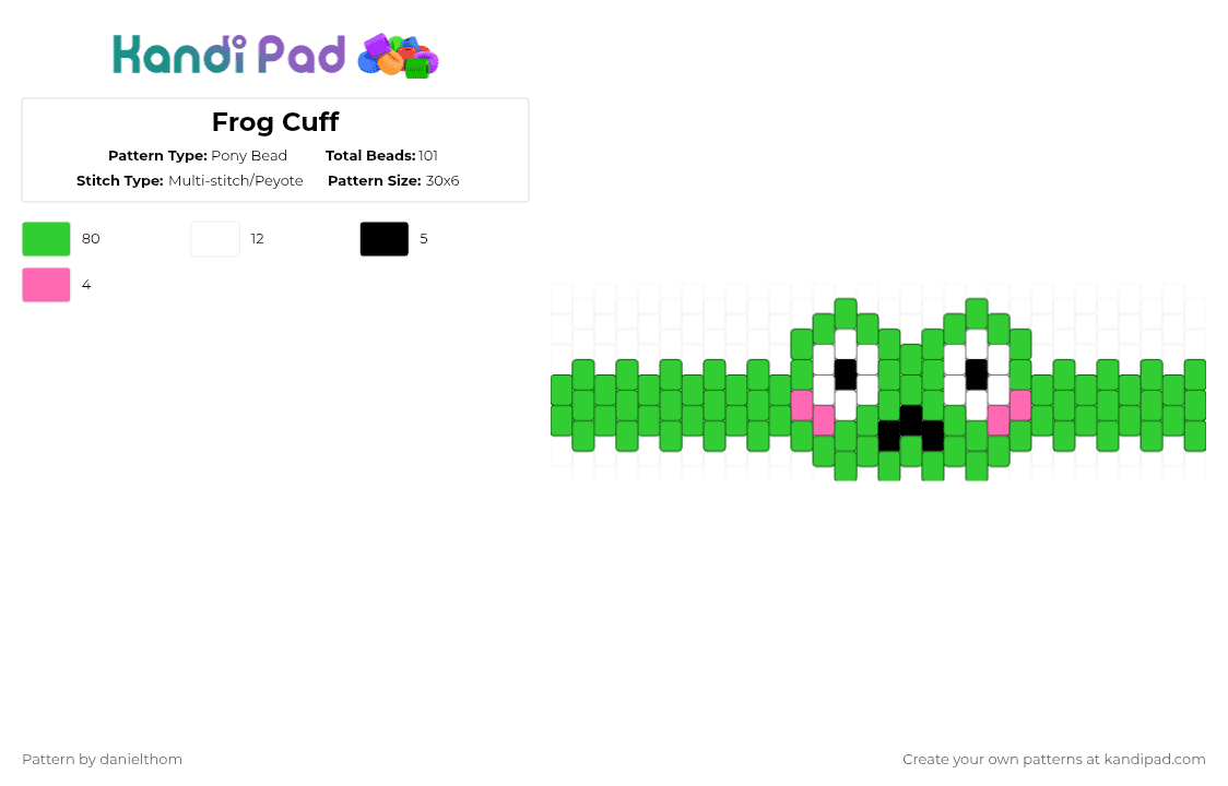 Frog Cuff Pony Bead Pattern - Kandi Pad | Kandi Patterns, Fuse Bead ...