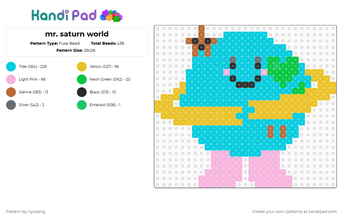 Mr. saturn world Fuse Bead Pattern - Kandi Pad | Kandi Patterns, Fuse ...